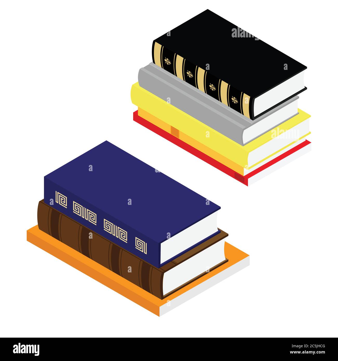 Stack of books isometric view isolated on white background Stock Vector ...
