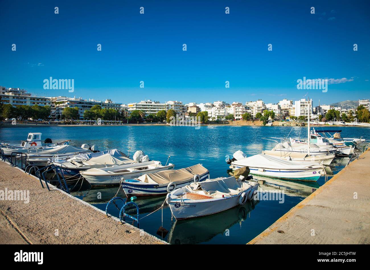 Chalcis, Greece, May 31, 2018: Harbor of Chalcis sea with the unique ...