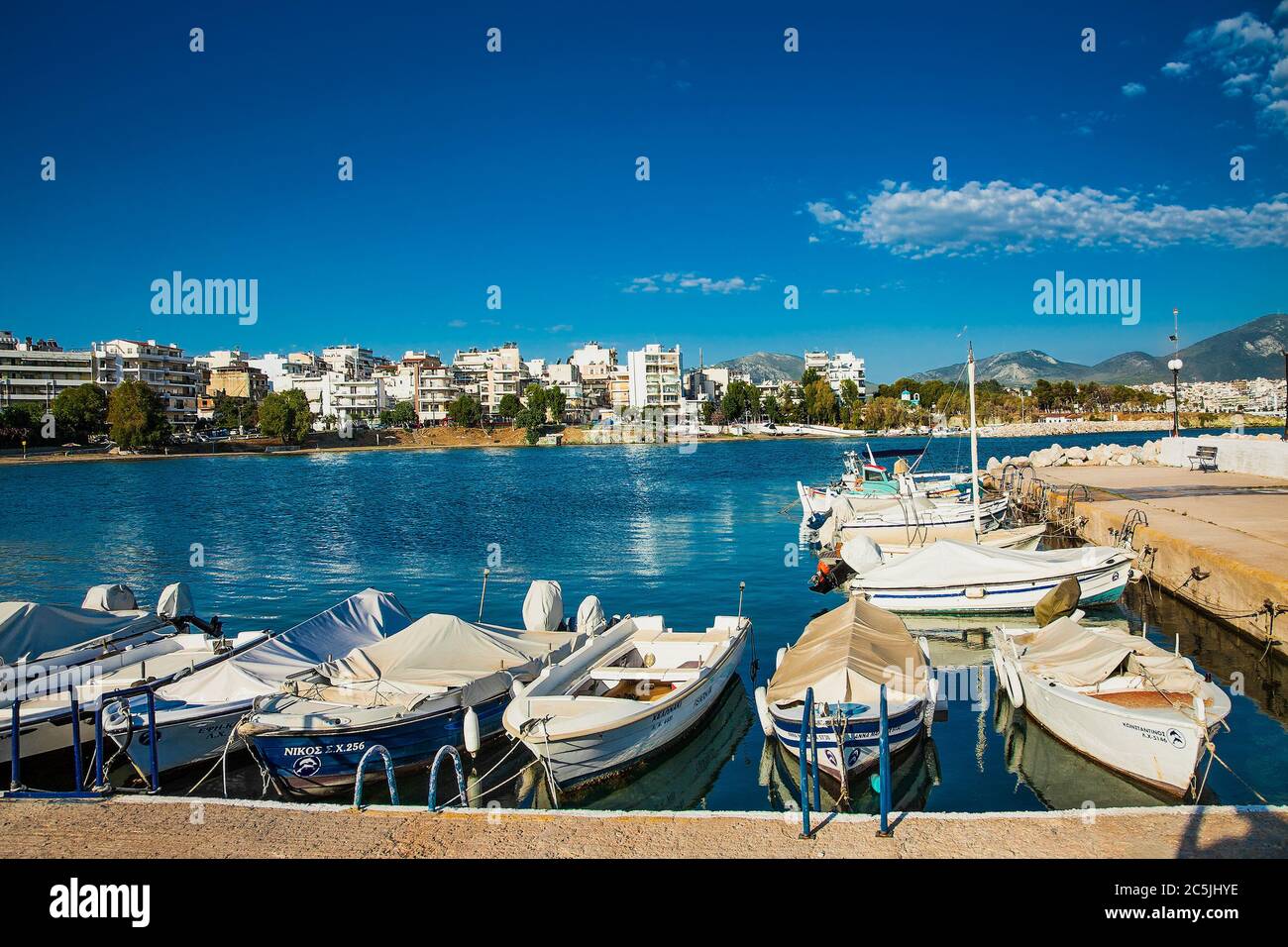 Chalcis, Greece, May 31, 2018: Harbor of Chalcis sea with the unique ...
