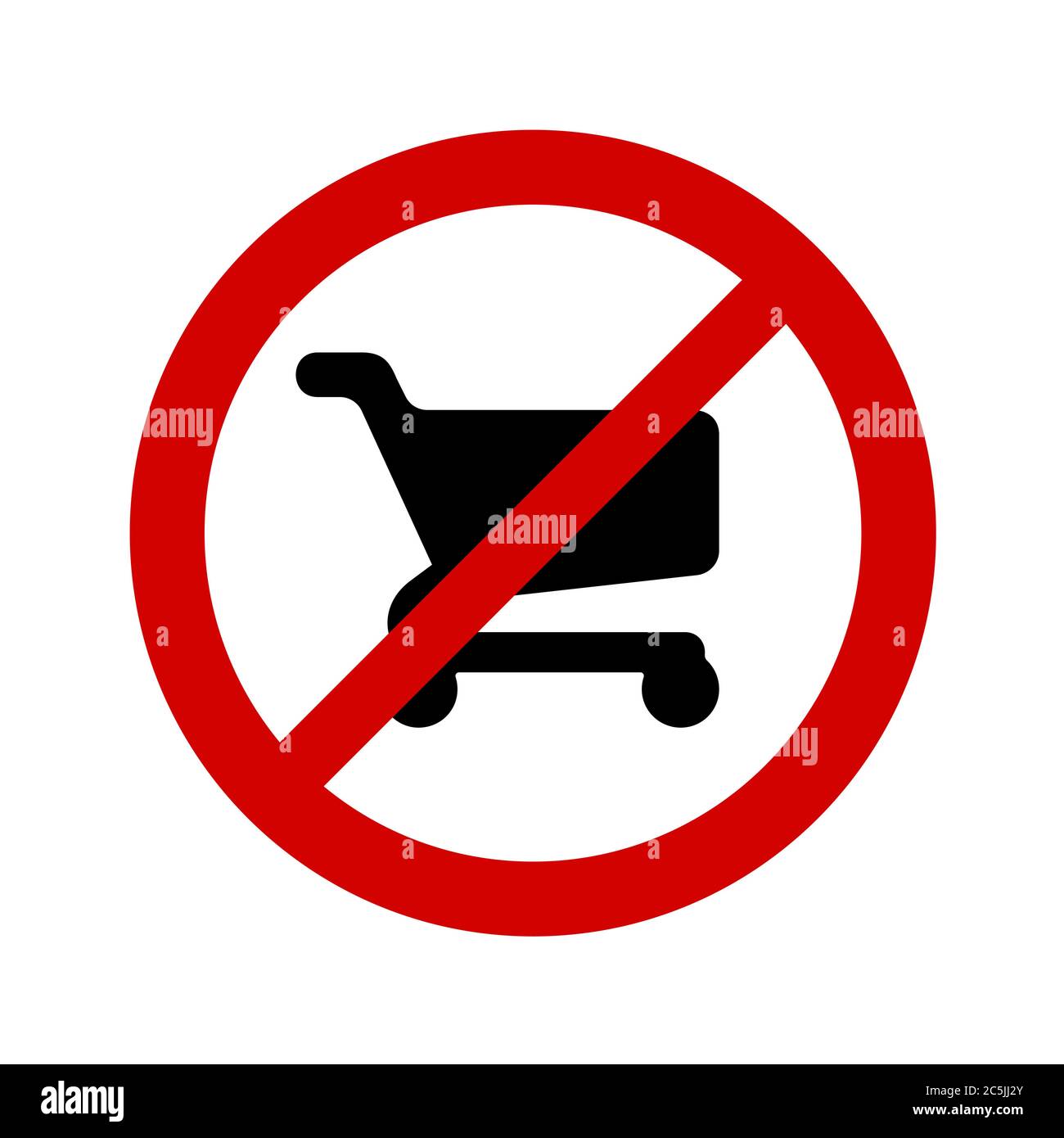 No Shopping Cart sign on white background. Vector illustration in ...