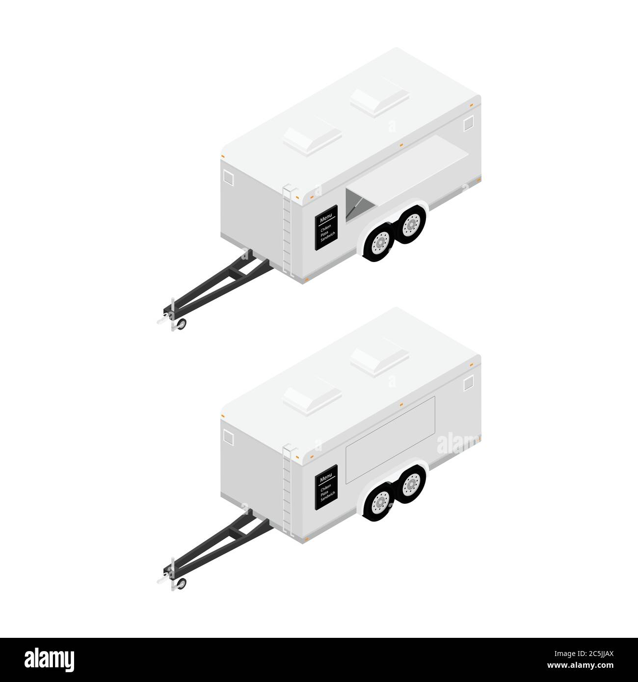 Food trailer vector isolated on white background isometric view Stock ...