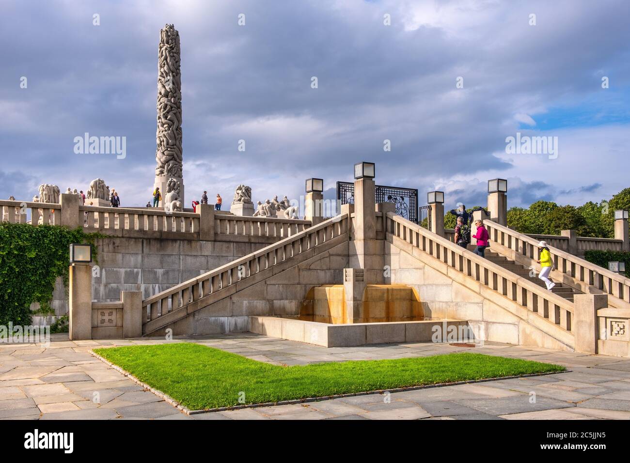 Oslo, Ostlandet / Norway - 2019/08/30: Panoramic view of The Monolith ...