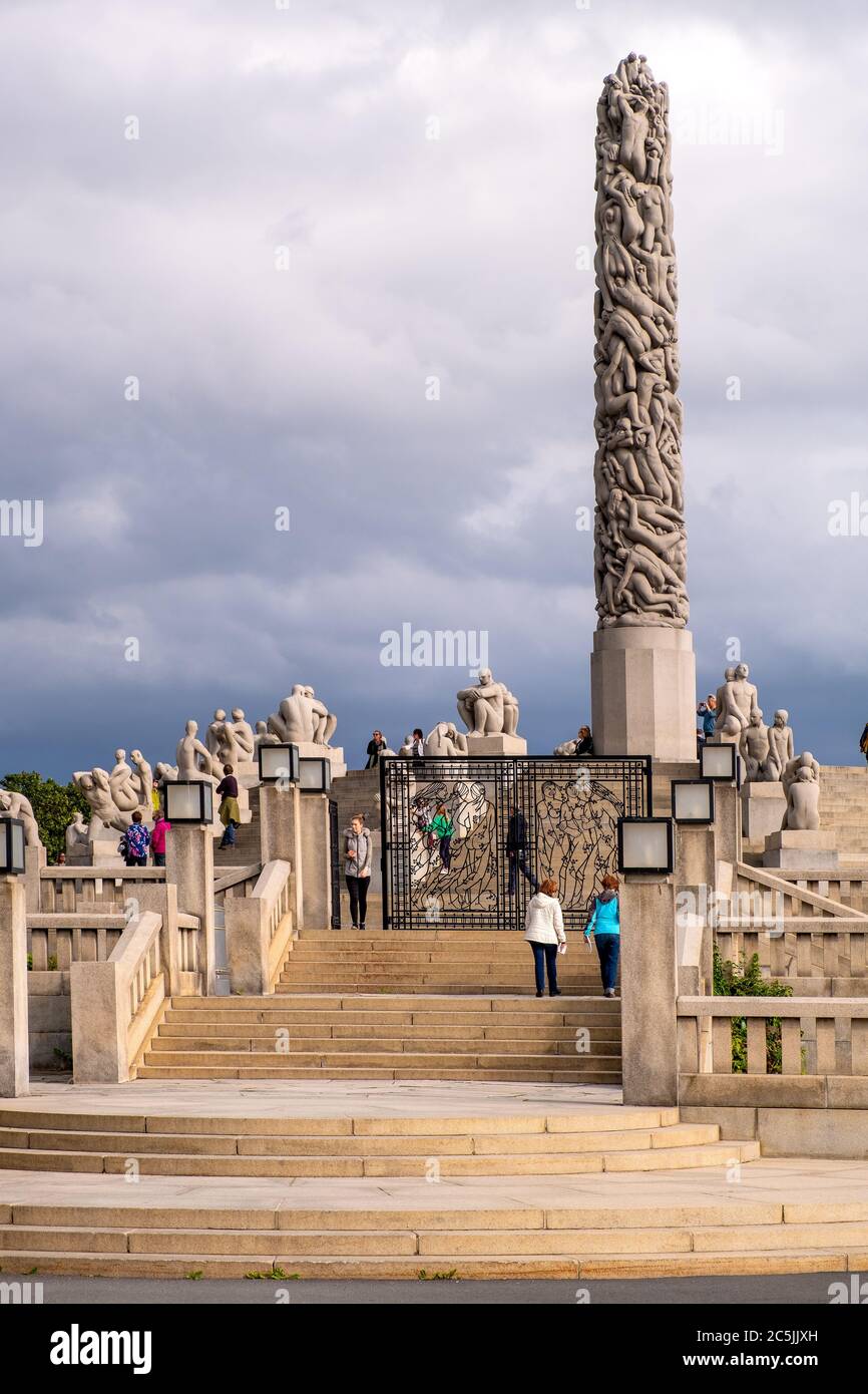 Oslo, Ostlandet / Norway - 2019/08/30: Panoramic view of The Monolith ...