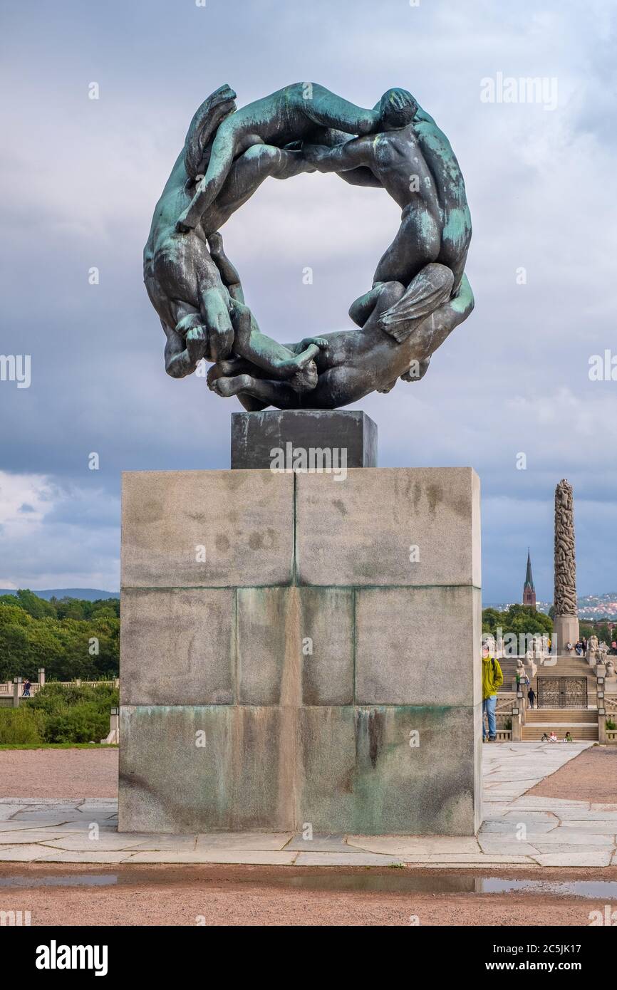 Oslo, Ostlandet / Norway - 2019/08/30: The wheel of life sculpture in ...