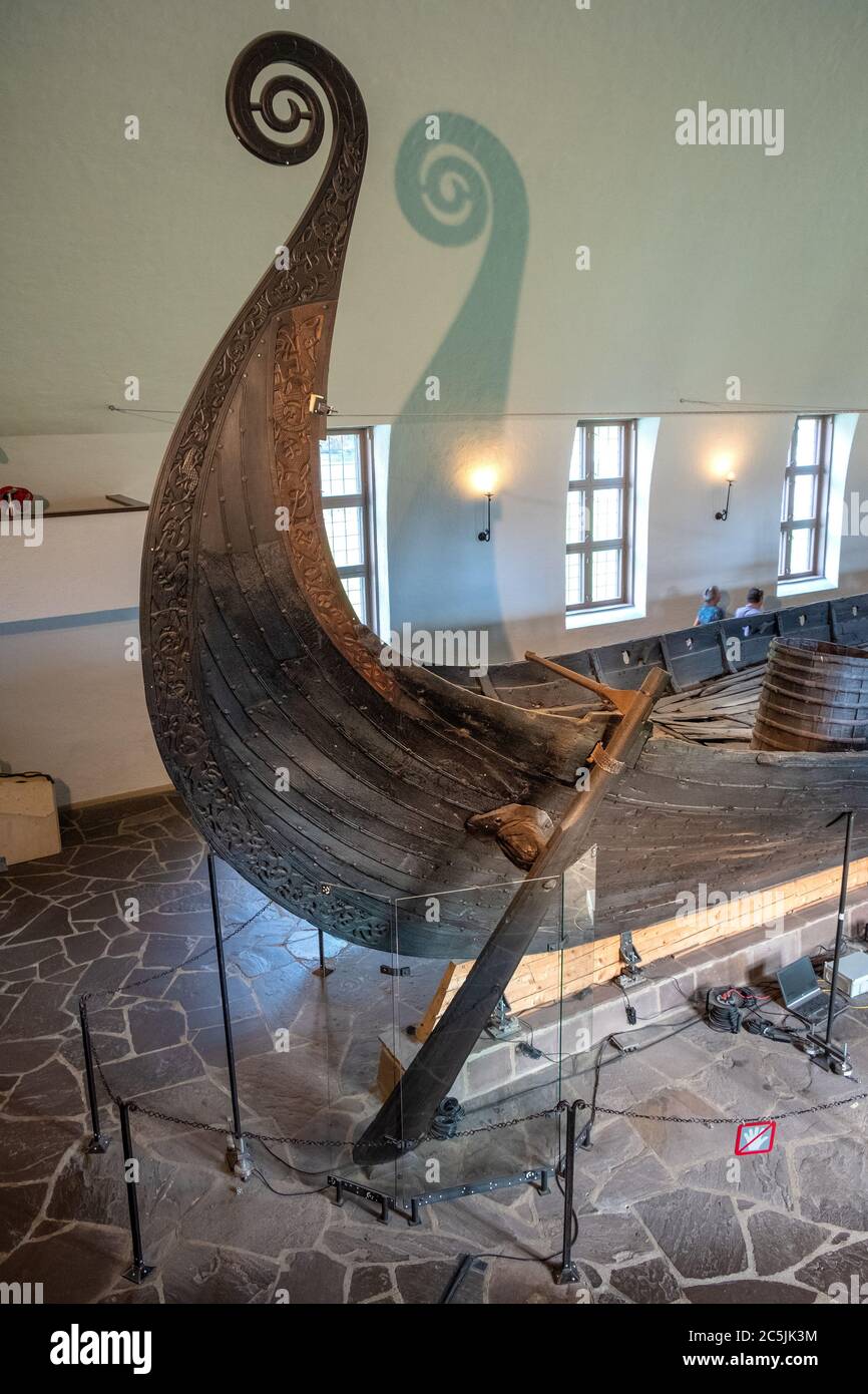 Oslo, Ostlandet / Norway - 2019/08/31: Oseberg ship excavated from ship ...