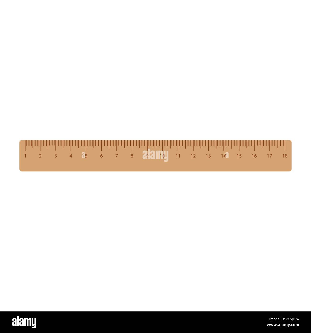 Retro wooden ruler isolated on a white background. Measuring ruler ...