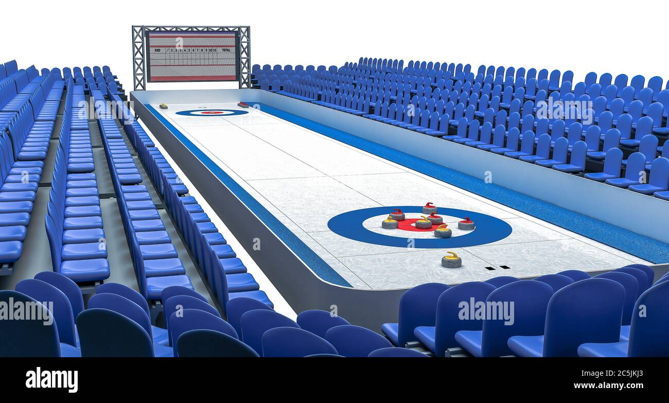 3D Render of Ice arena for playing curling Stock Photo - Alamy