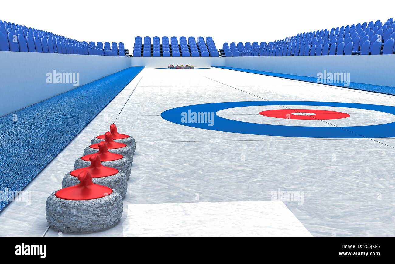 3D Render of Ice arena for playing curling Stock Photo - Alamy
