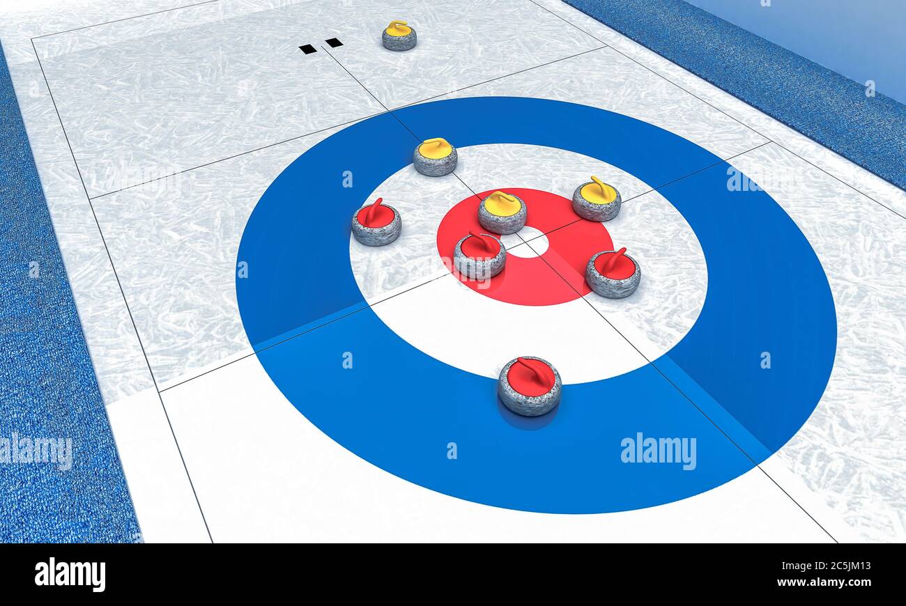 3D Render of Ice arena for playing curling Stock Photo - Alamy