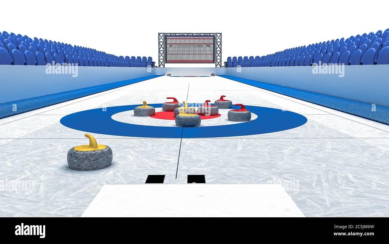3D Render of Ice arena for playing curling Stock Photo - Alamy