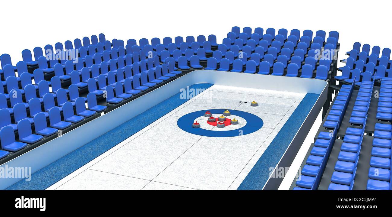 3D Render of Ice arena for playing curling Stock Photo - Alamy