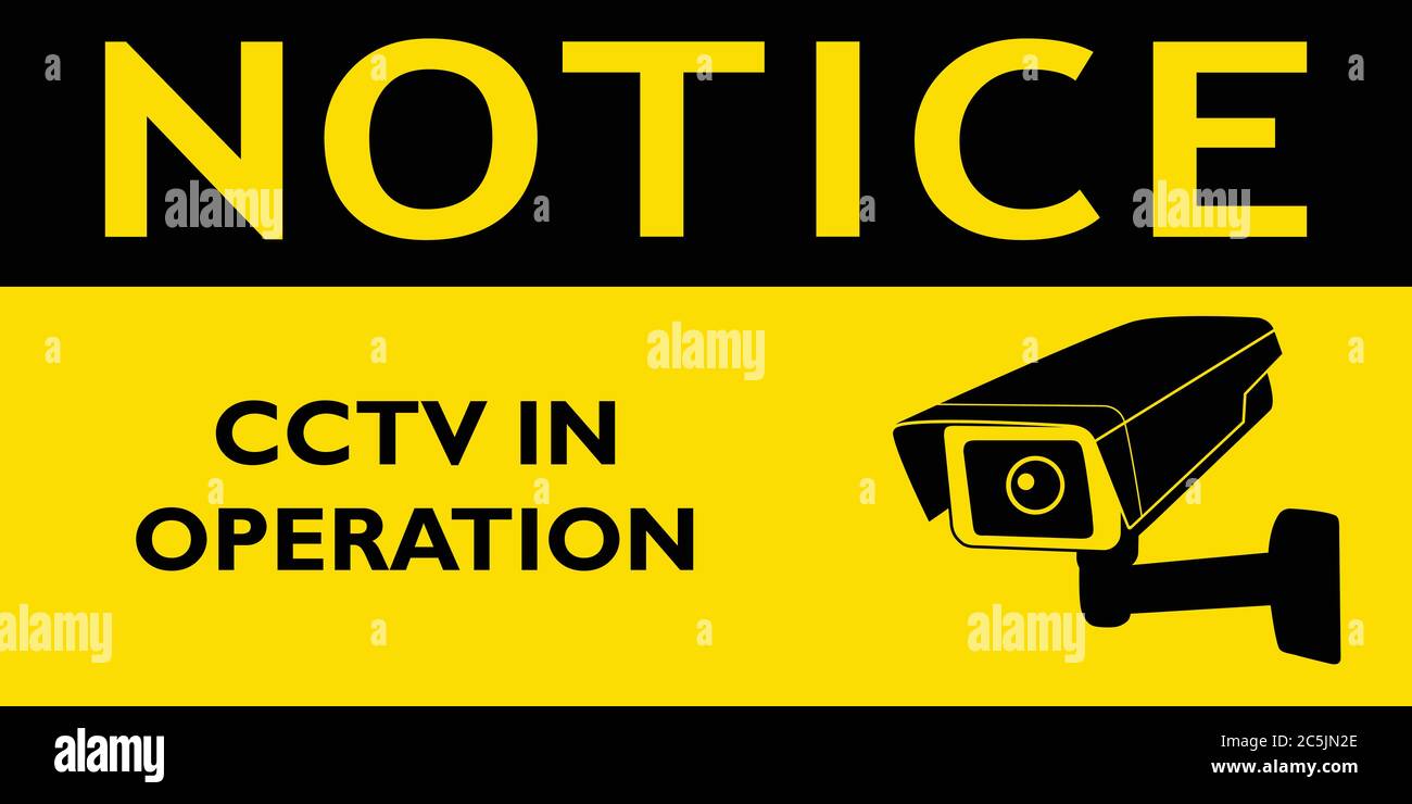 Notice cctv in operation yellow sign Stock Vector Image & Art - Alamy