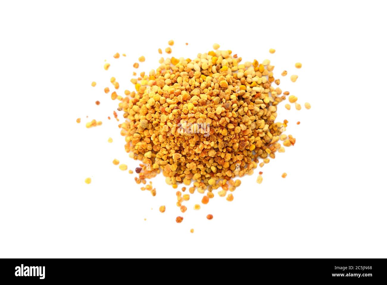 Bee pollen grains on white background Stock Photo - Alamy