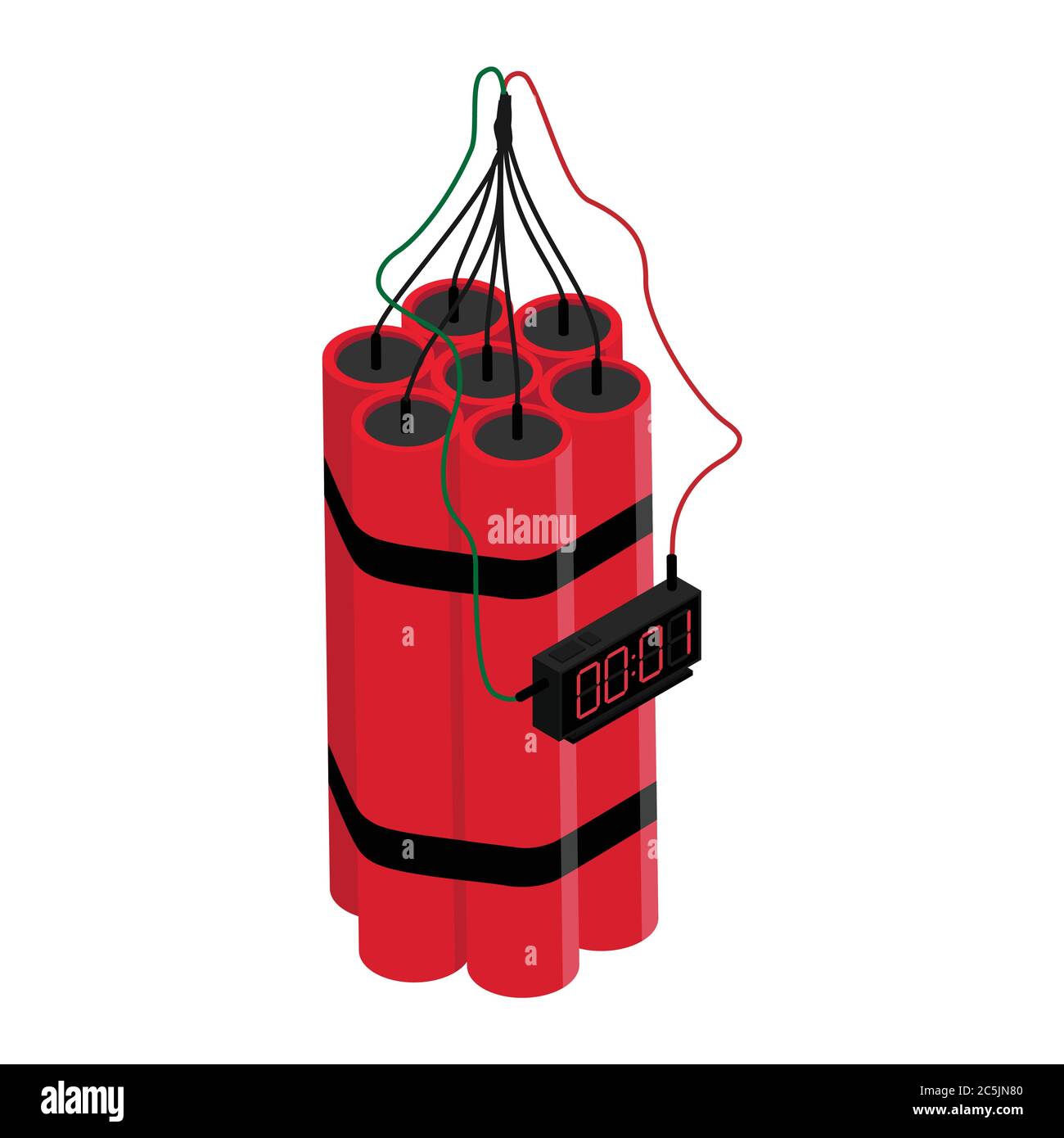 Realistic Detailed Isometric Red Detonate Dynamite Bomb Stick and Timer ...