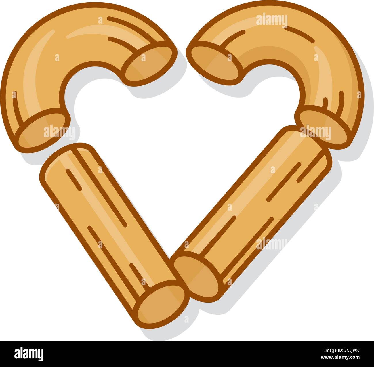 Macaroni arranged in heart shape isolated vector illustration for ...