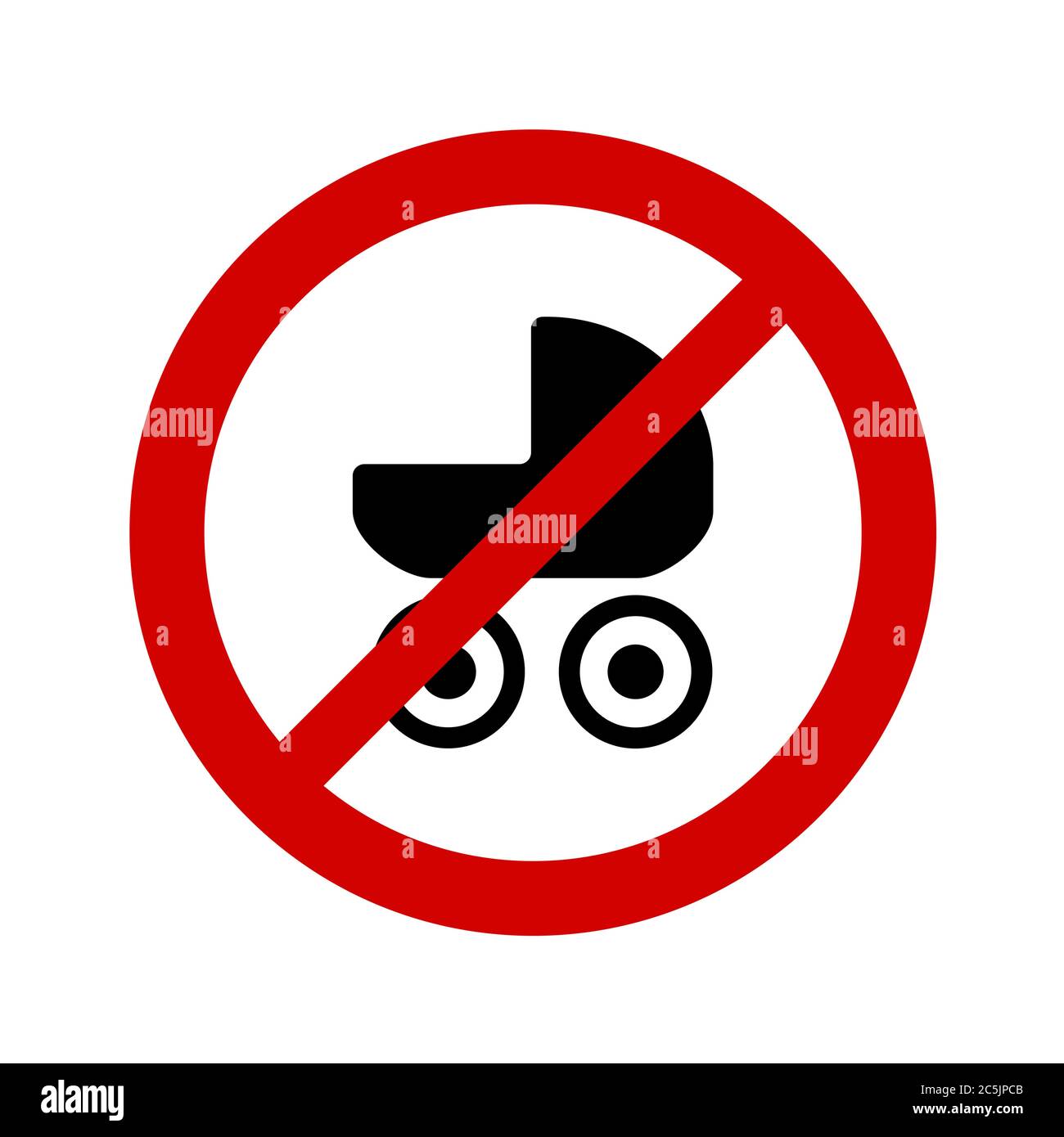 No baby carriage sign on white background. Vector illustration in ...