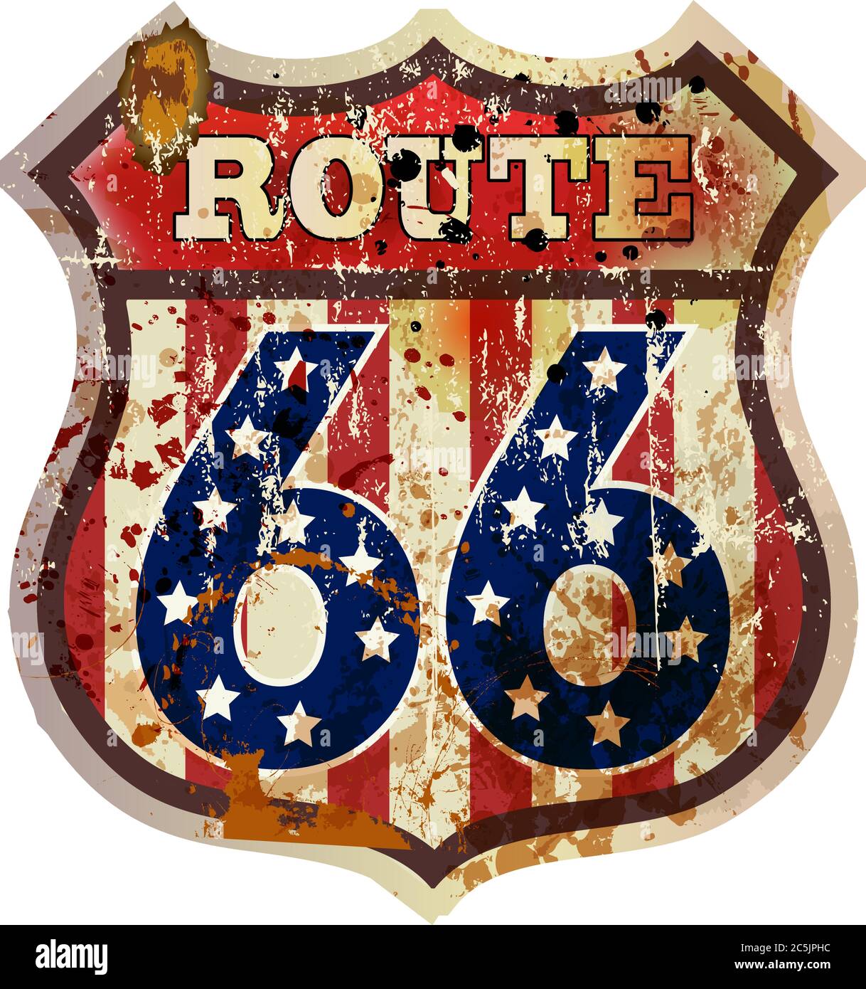 Route 66 sign,distressed grungy roadsign, retro style, vector ...