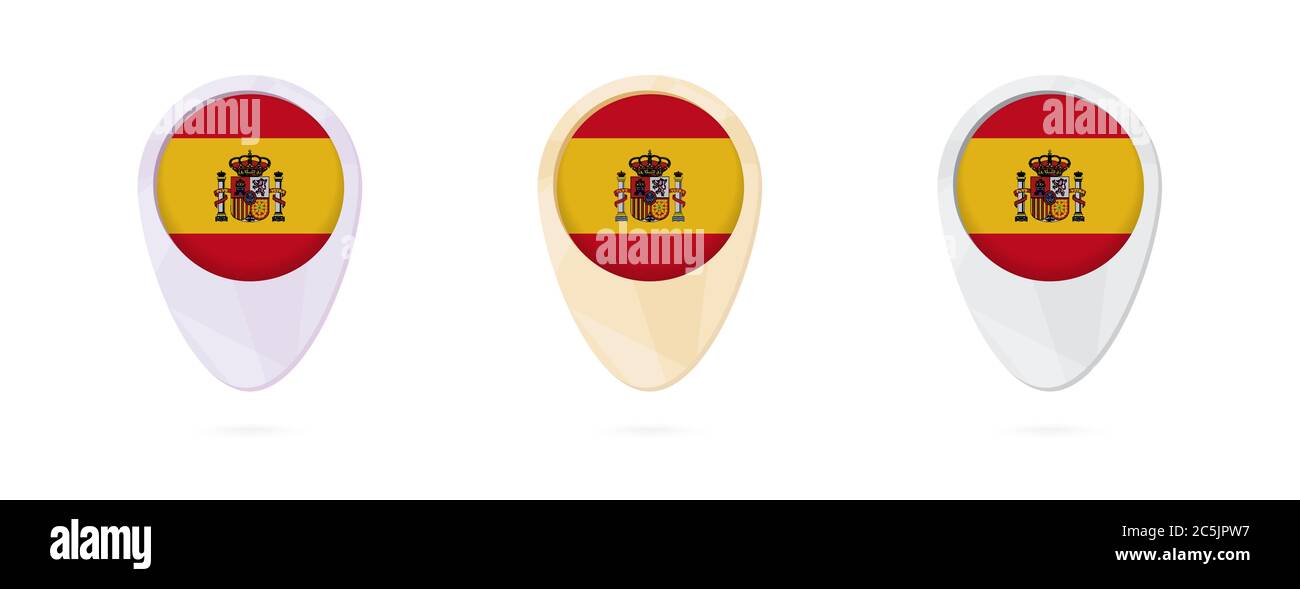 Map markers with flag of Spain, 3 color versions Stock Vector Image ...