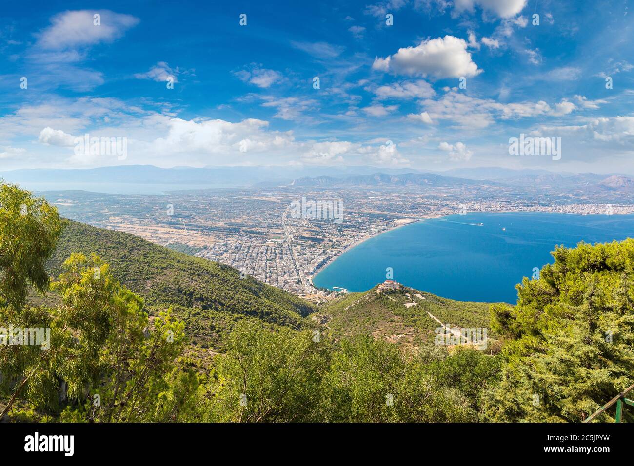 Panoramic view of Loutraki and Aegean sea, Greece in a summer day Stock ...