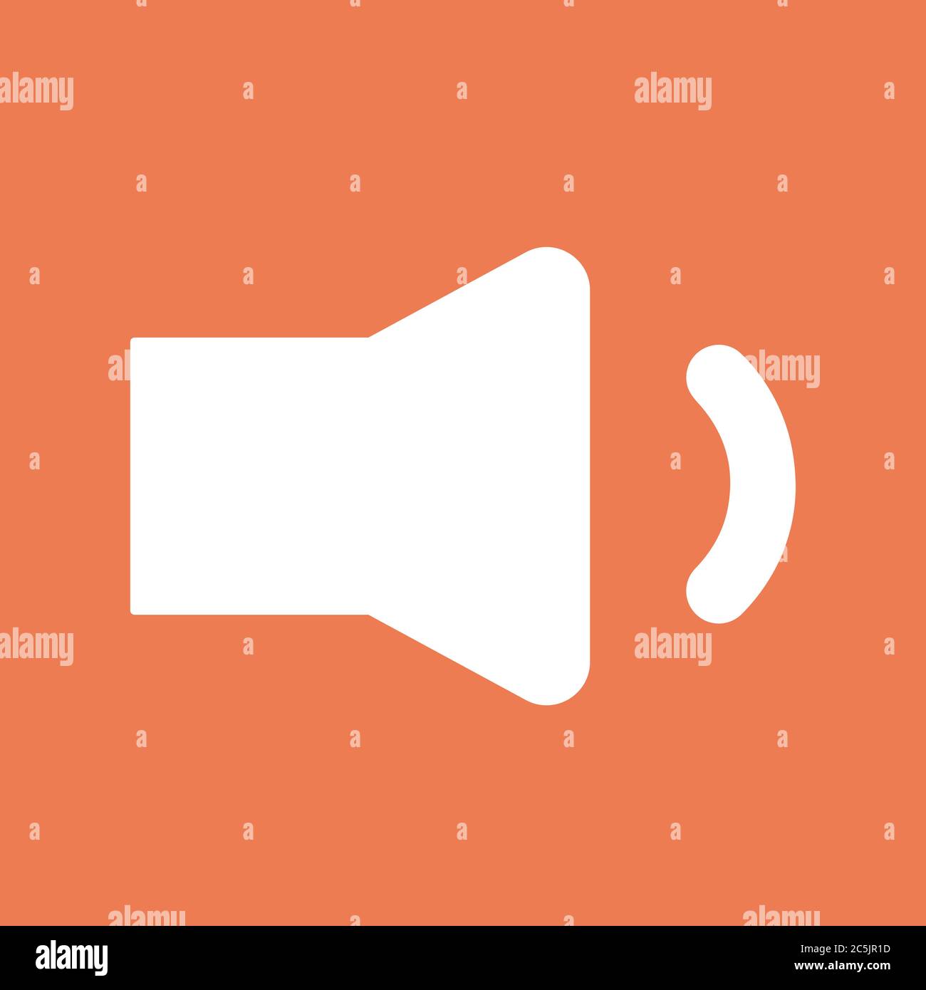 Low volume sign icon. For websites and apps. Image on red background ...