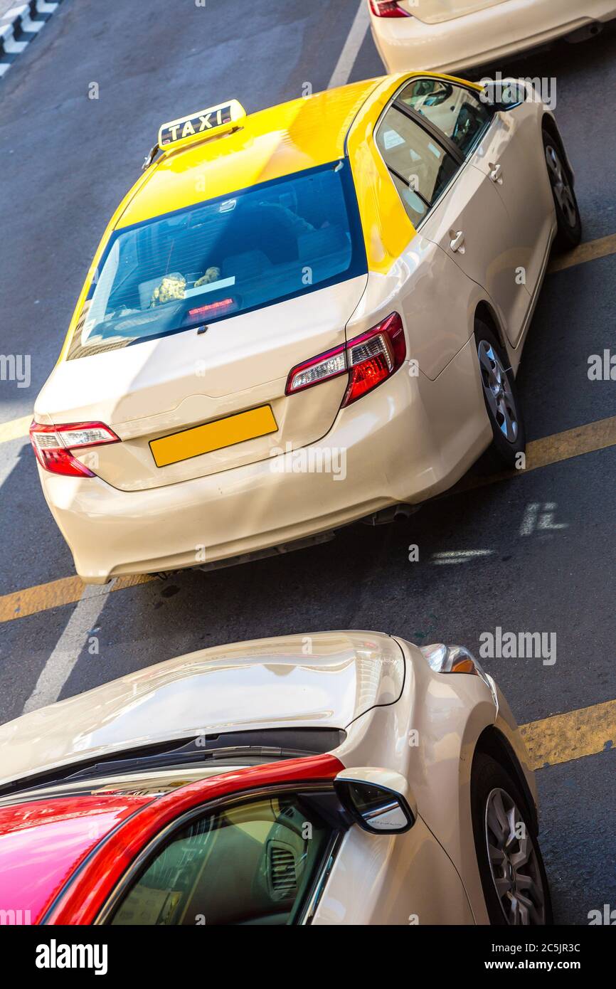 Modern, air-conditioned taxi in Dubai, United Arab Emirates Stock Photo ...