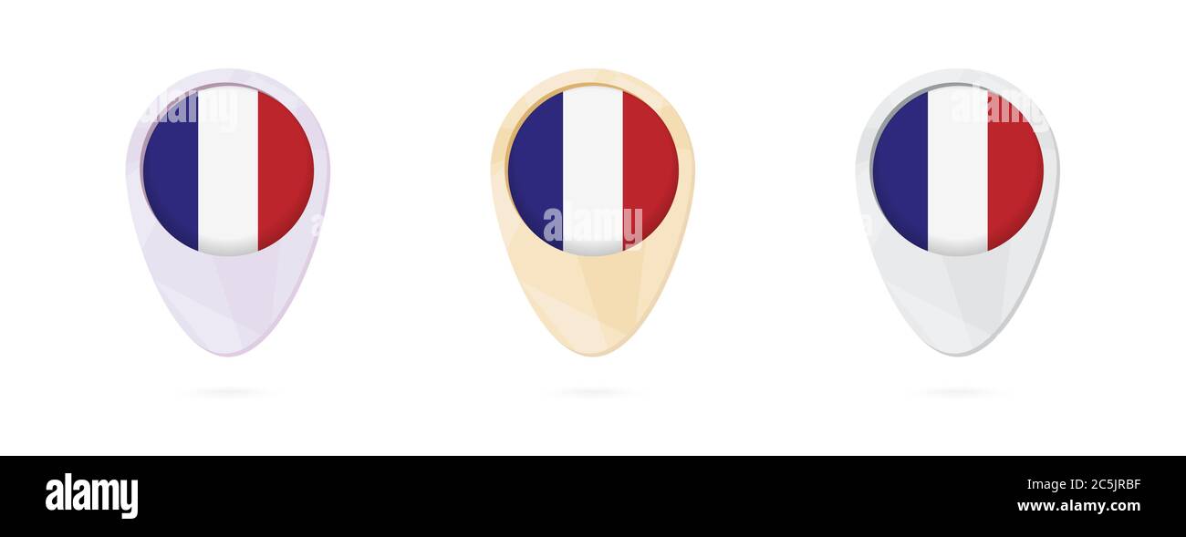 Map markers with flag of France, 3 color versions Stock Vector Image ...