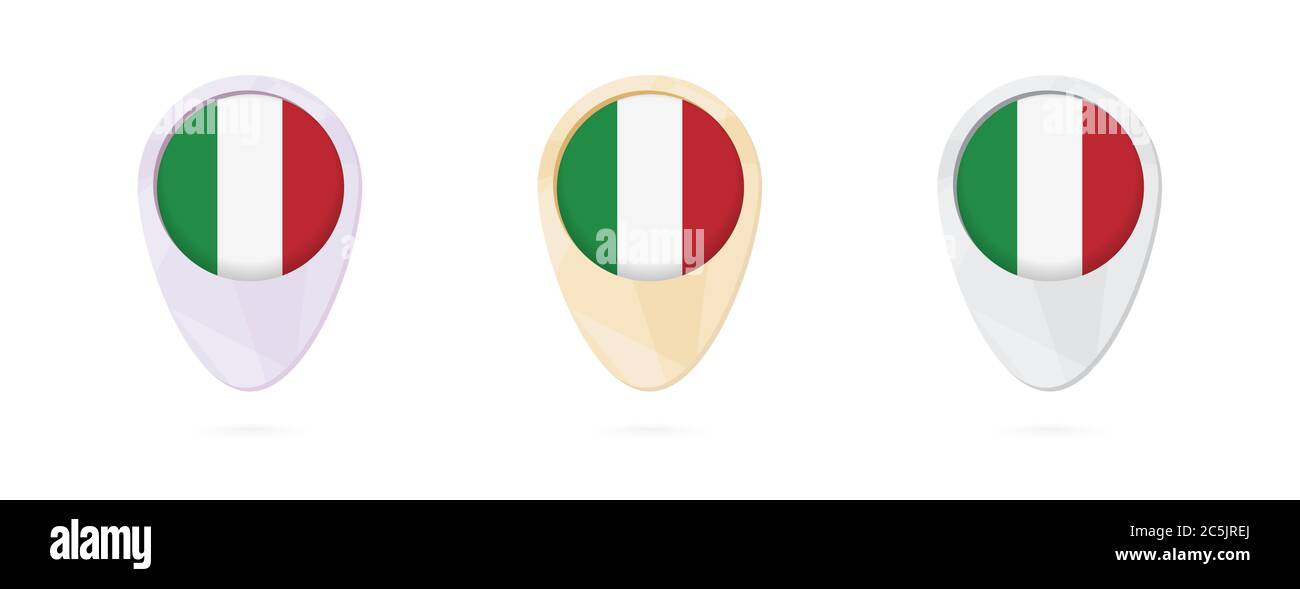 Map markers with flag of Italy, 3 color versions Stock Vector Image ...