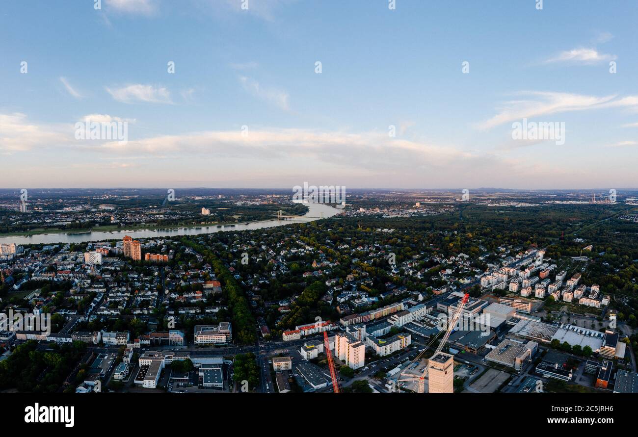 Aerial panorama, beautiful cityscape of Cologne, Germany with cathedral ...