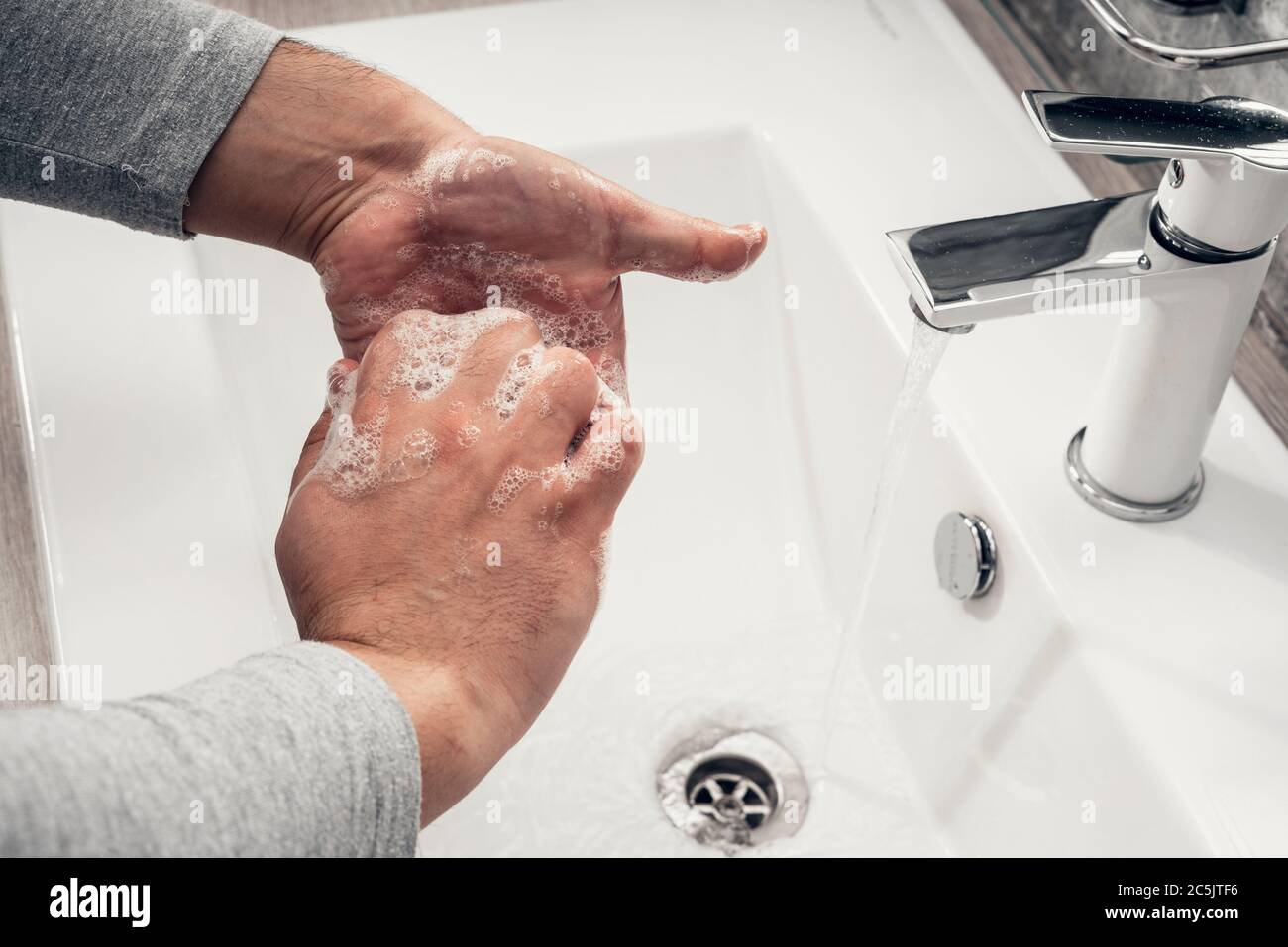 Coronavirus. Proper washing and handling of hands. Liquid antibacterial ...