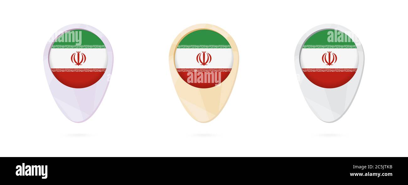 Map markers with flag of Iran, 3 color versions Stock Vector Image ...
