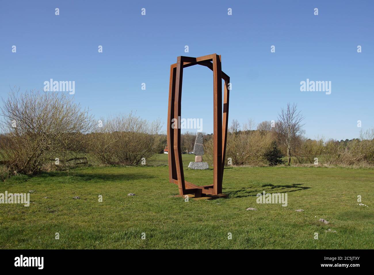 Sculptures in sculpture garden around the art farm of the Schlessart ...