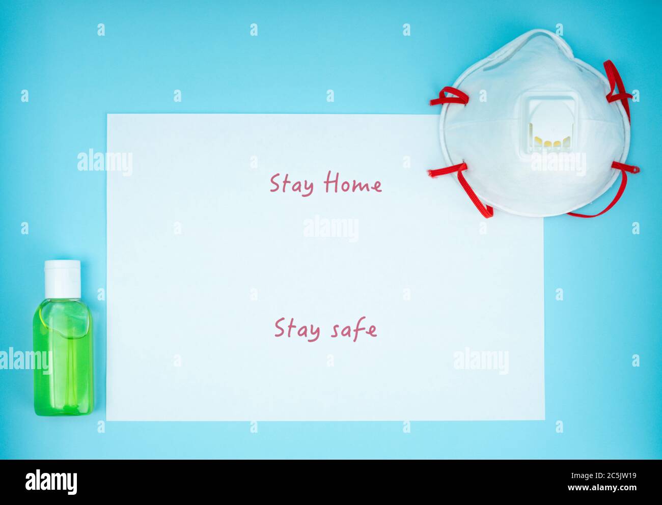 Coronavirus, covid-19. The inscription stay home, stay safe on a blue ...