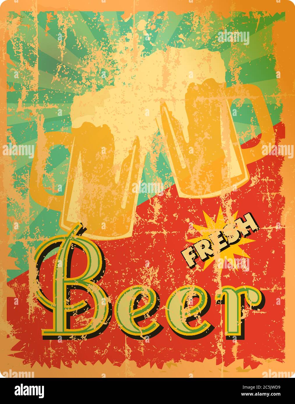 vintage grungy and rusty beer advertising sign or pub / bar sign ...