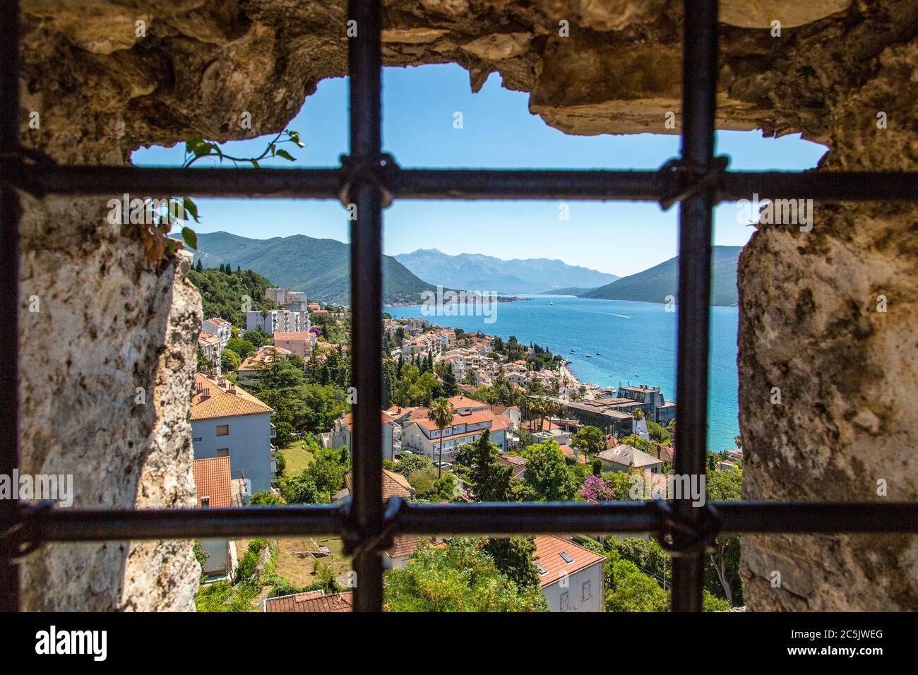 View from Kanli Kula Fortress through bars and out to sea - indicating ...