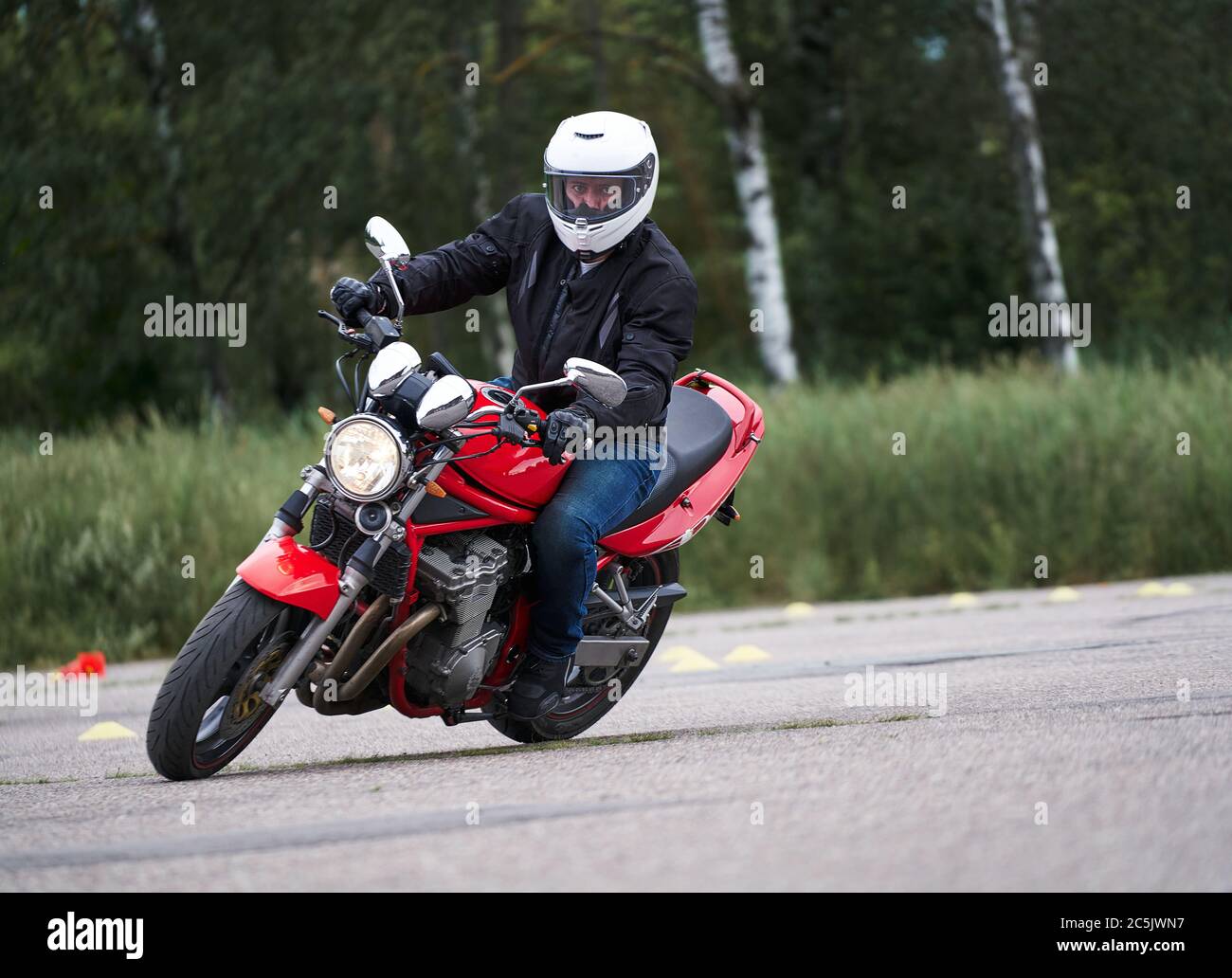 Man riding motorcycle in asphalt road curve with rural,motorcycle ...