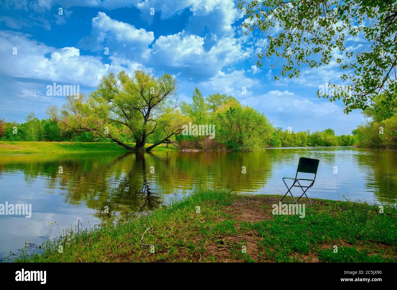 The spill of the Volga River in spring flood Stock Photo - Alamy