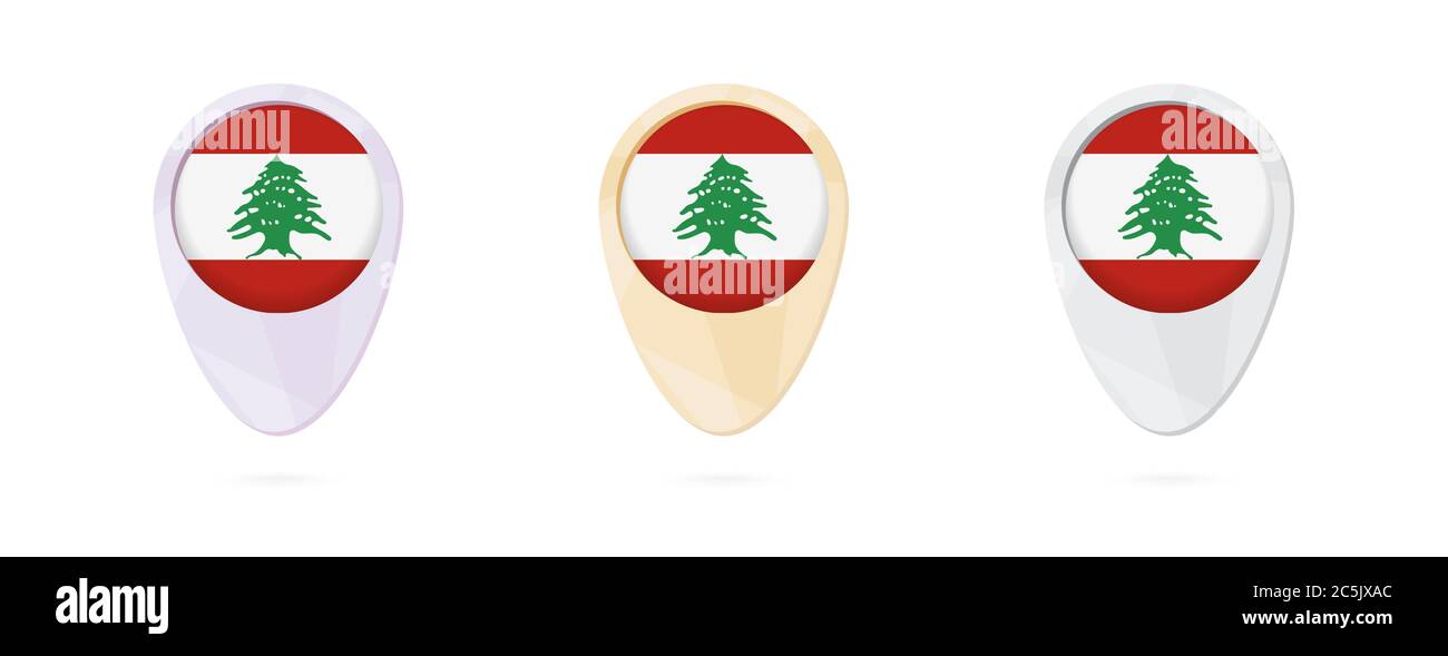 Map markers with flag of Lebanon, 3 color versions Stock Vector Image ...