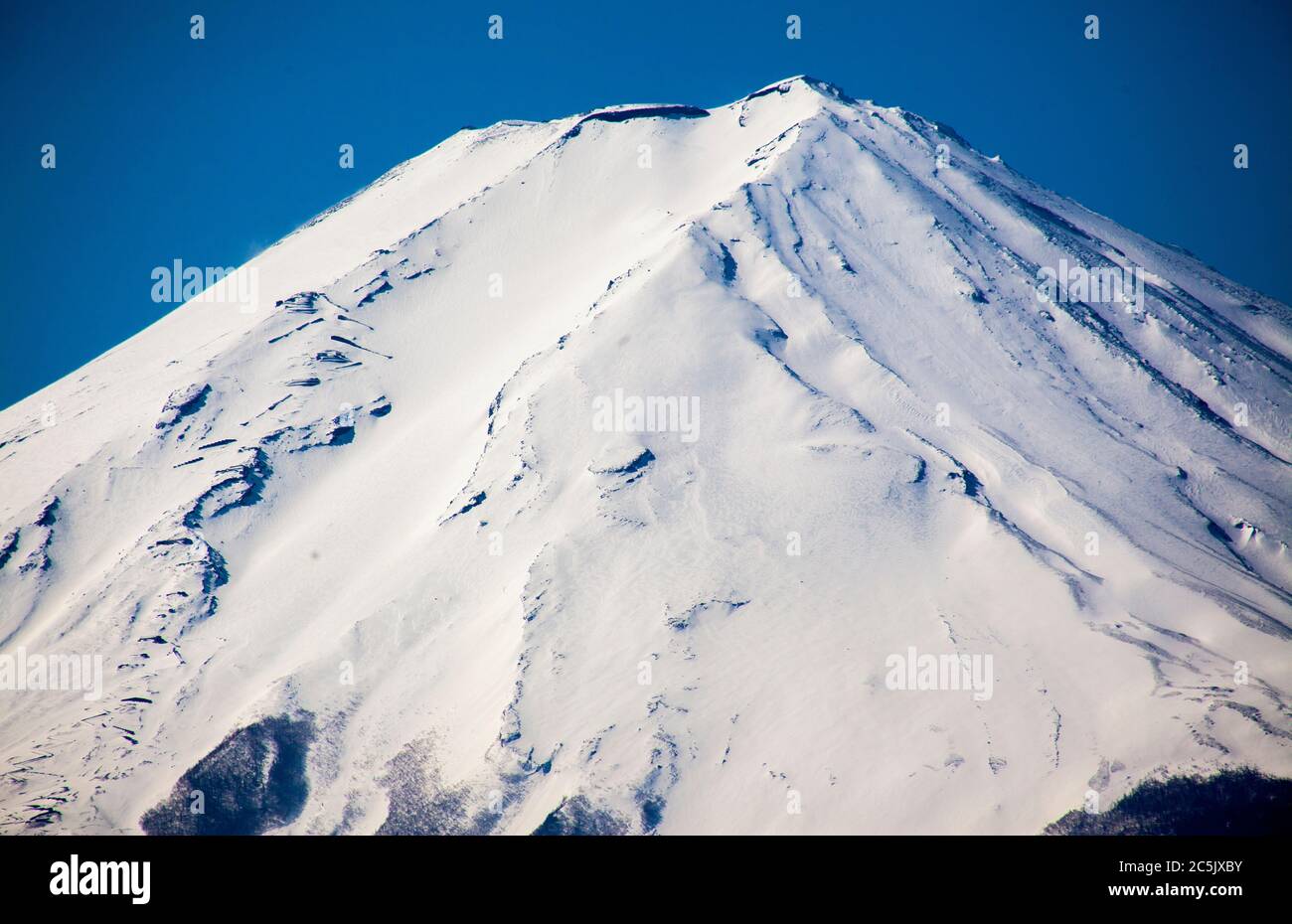 Extreme close-up of Mount Fuji (Mt Fuji); highest mountain in Japan and ...