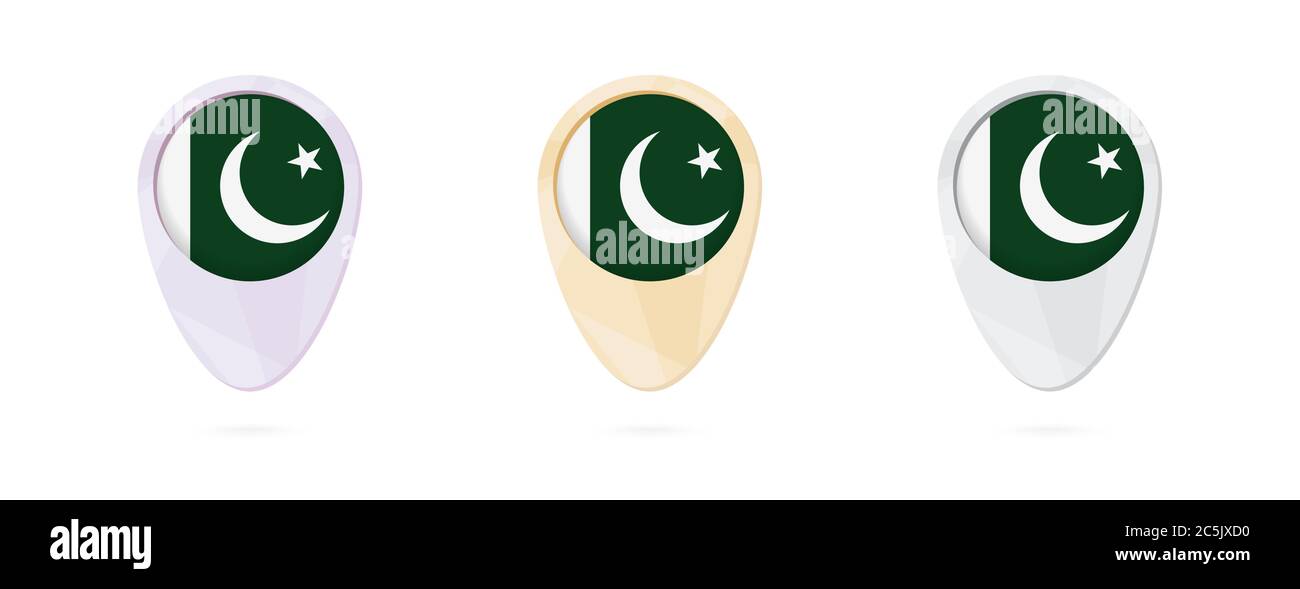 Map markers with flag of Pakistan, 3 color versions Stock Vector Image ...