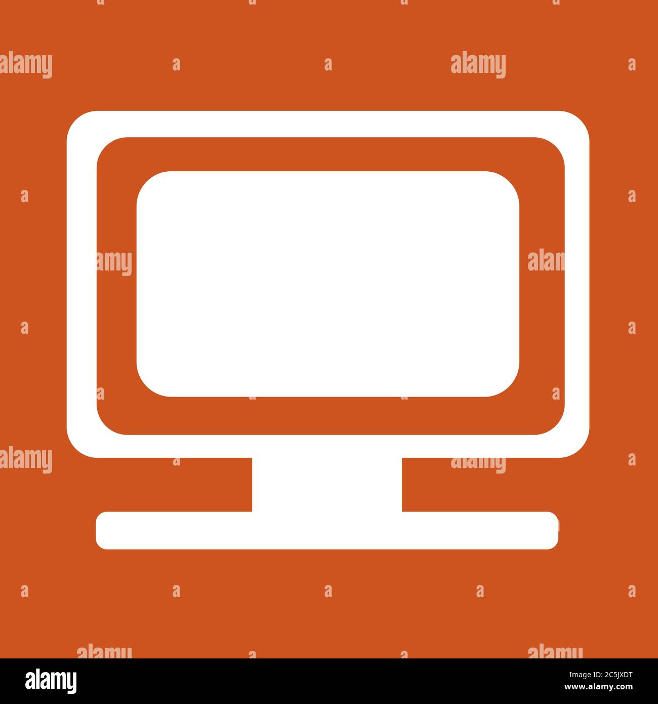 Monitor icon in trendy flat style isolated on red background. Vector ...