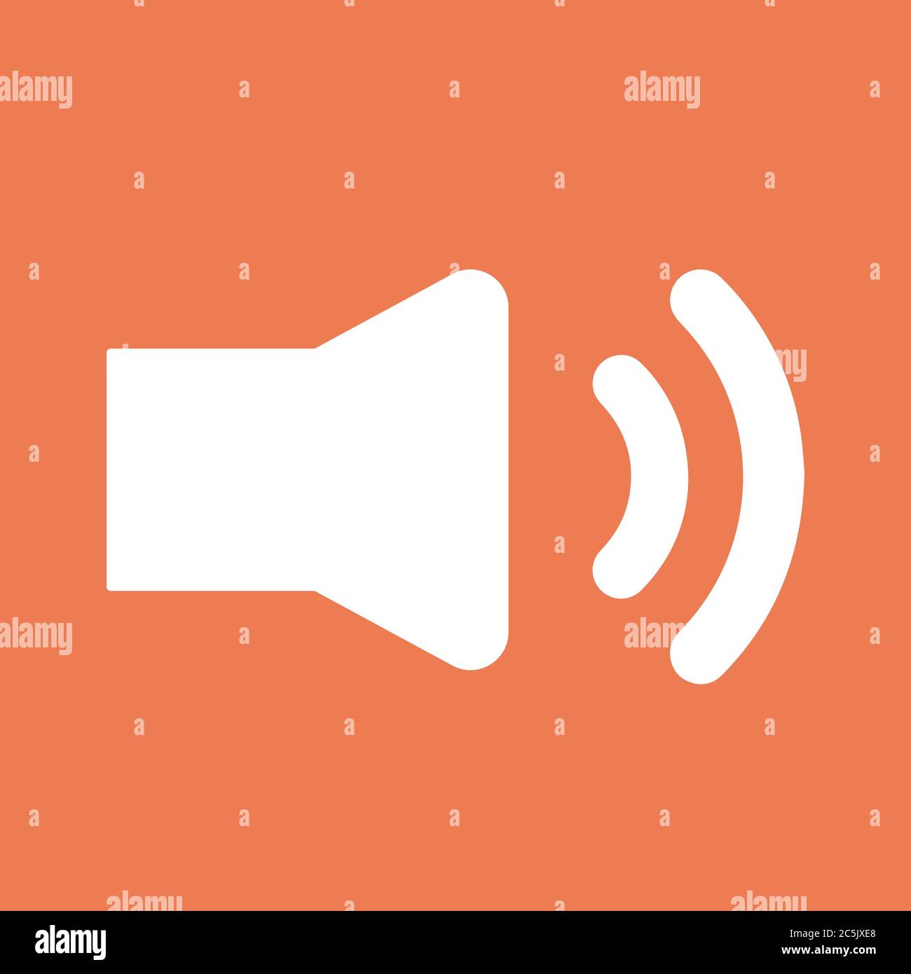 High volume icon. For websites and apps. Image on red background. Flat ...