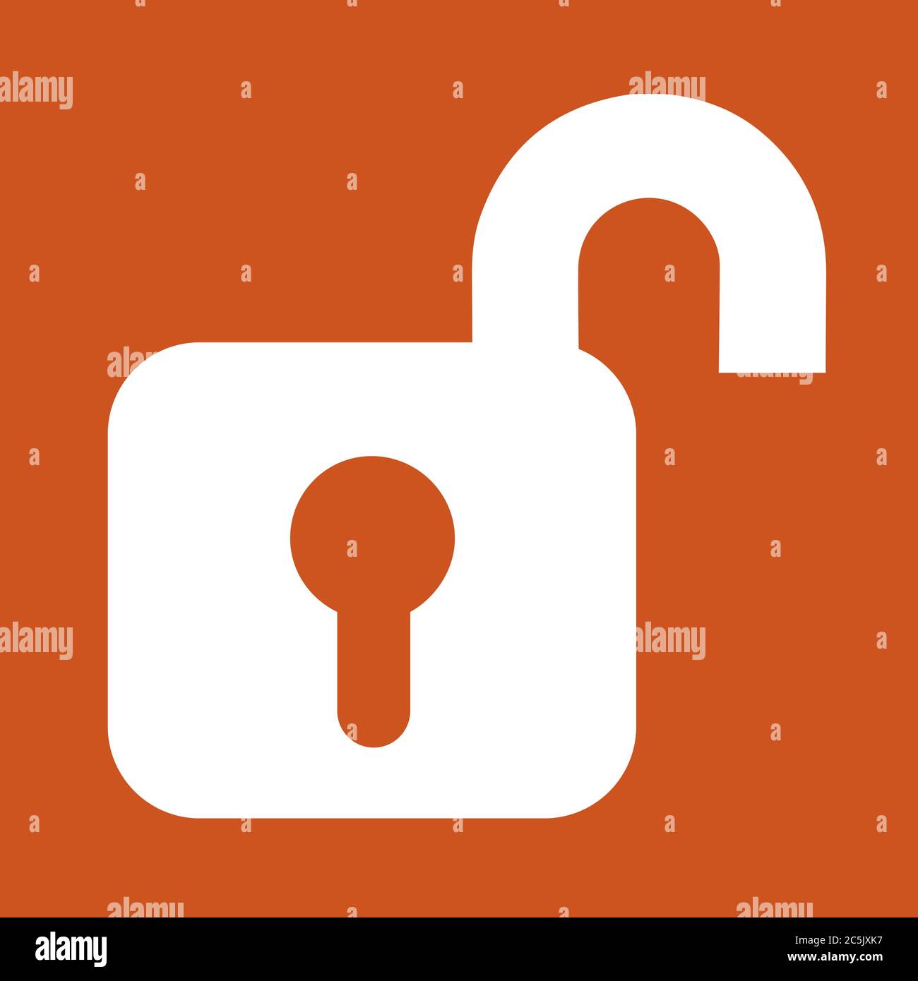 Unlock sign icon in trendy flat style isolated on red background. For ...