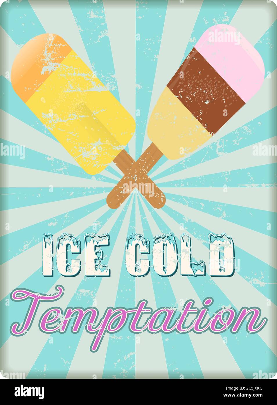 vintage retro ice lolly and ice cream stick advertising sign fictional ...