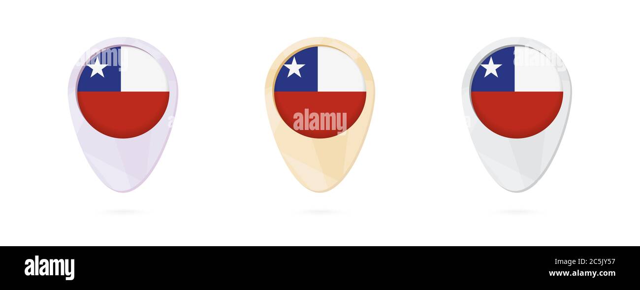 Map markers with flag of Chile, 3 color versions Stock Vector Image ...
