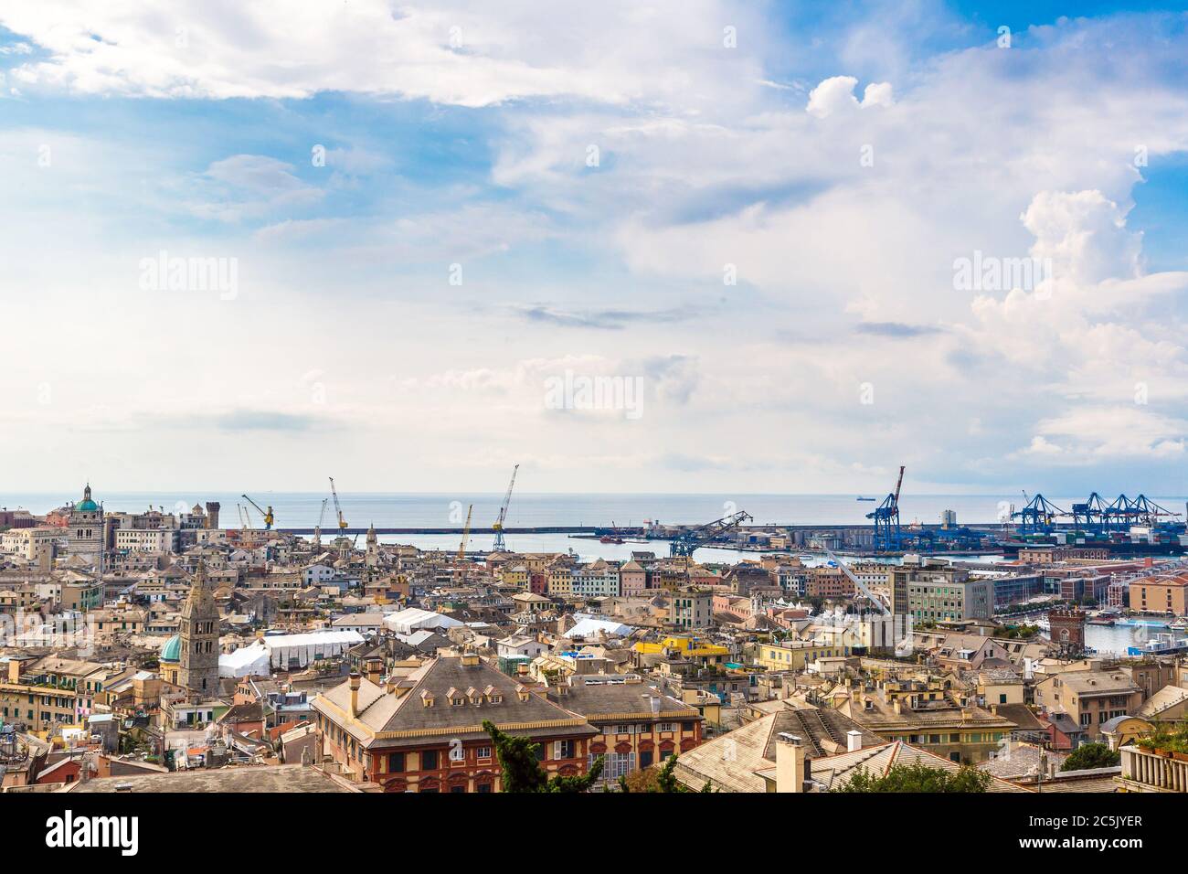 Panoramic view port of Genoa in a summer day, Italy Stock Photo - Alamy