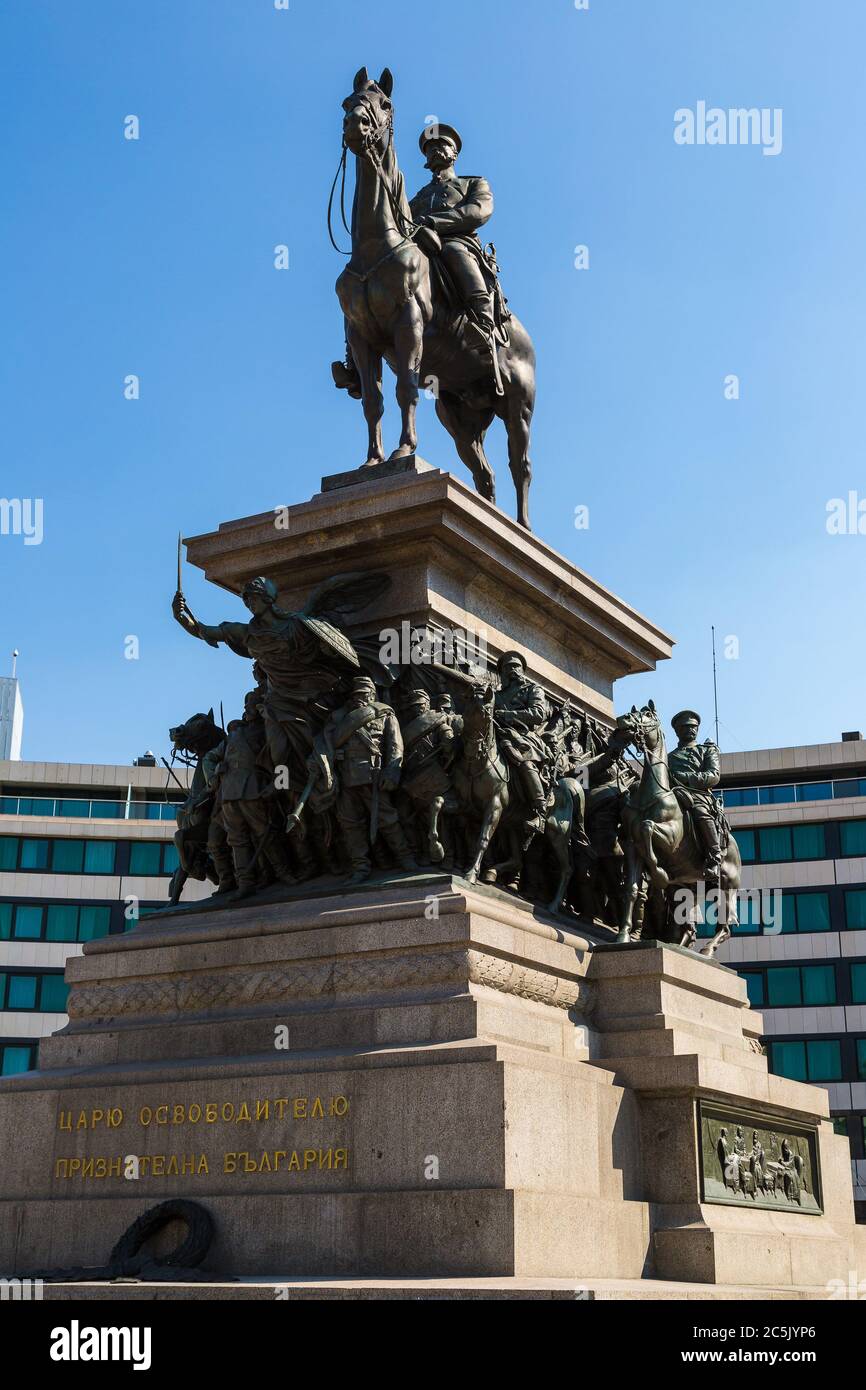 Statue of Russian king Alexander II, in Sofia, Bulgaria in a summer day ...