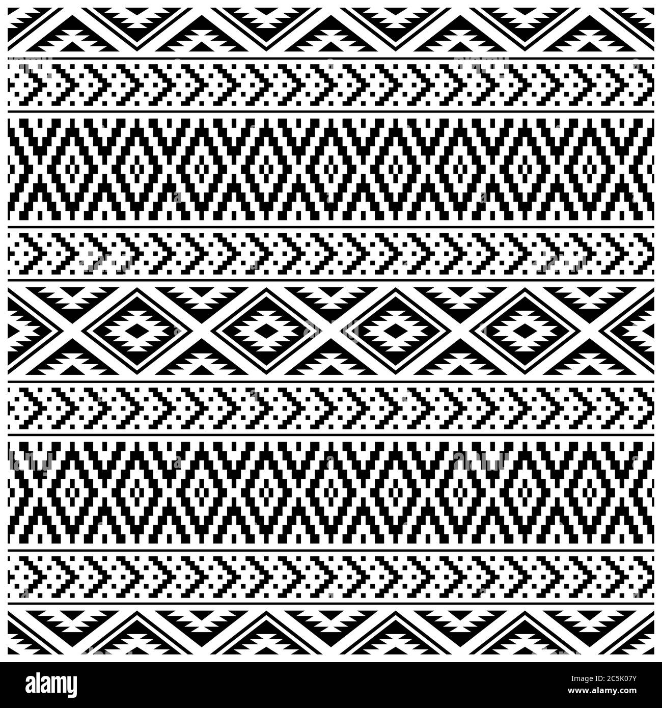 Traditional Seamless Aztec pattern texture design vector in black white ...