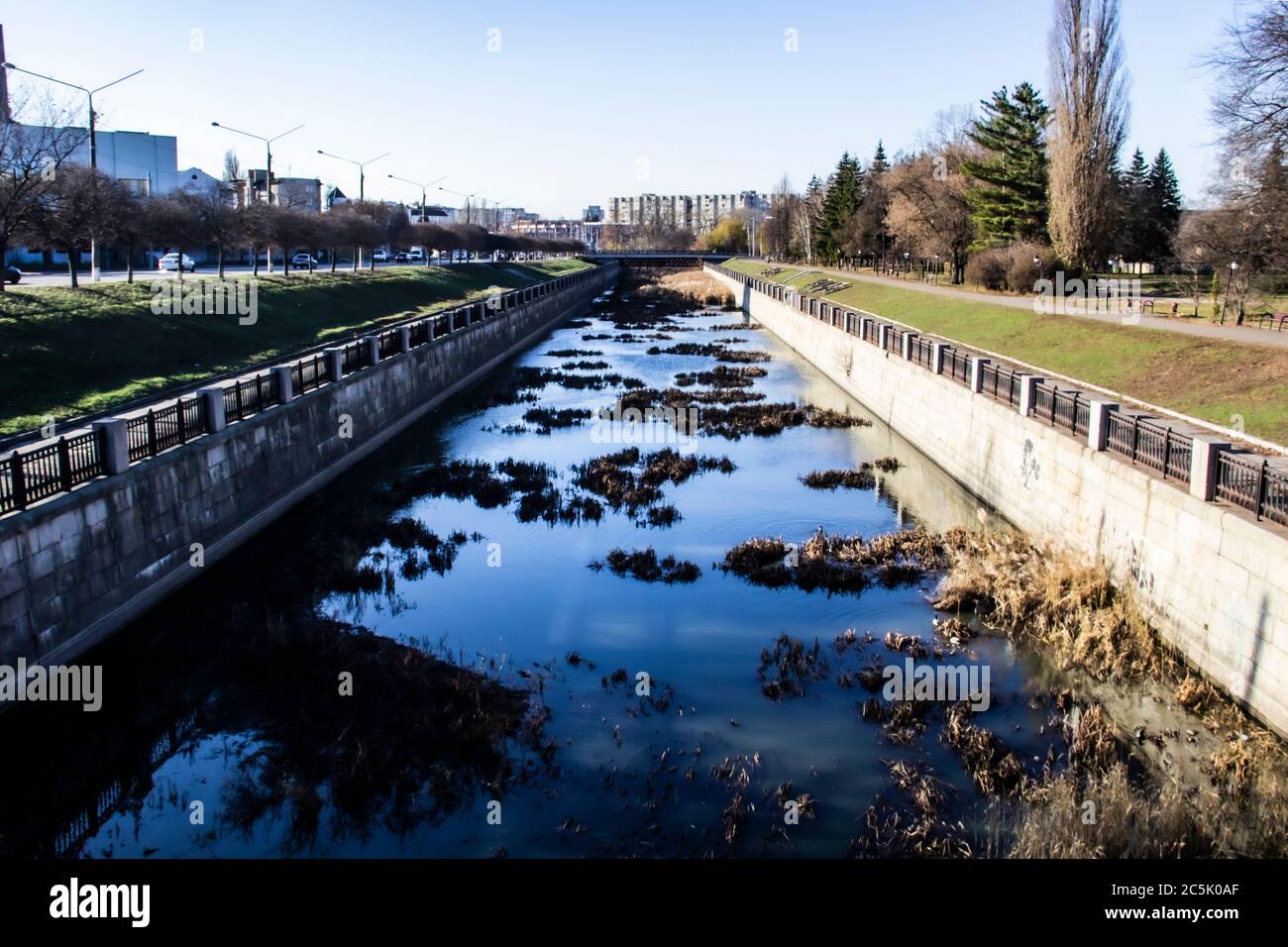 Square with a river. Ukraine. The city of Sumy. Friendship Square ...