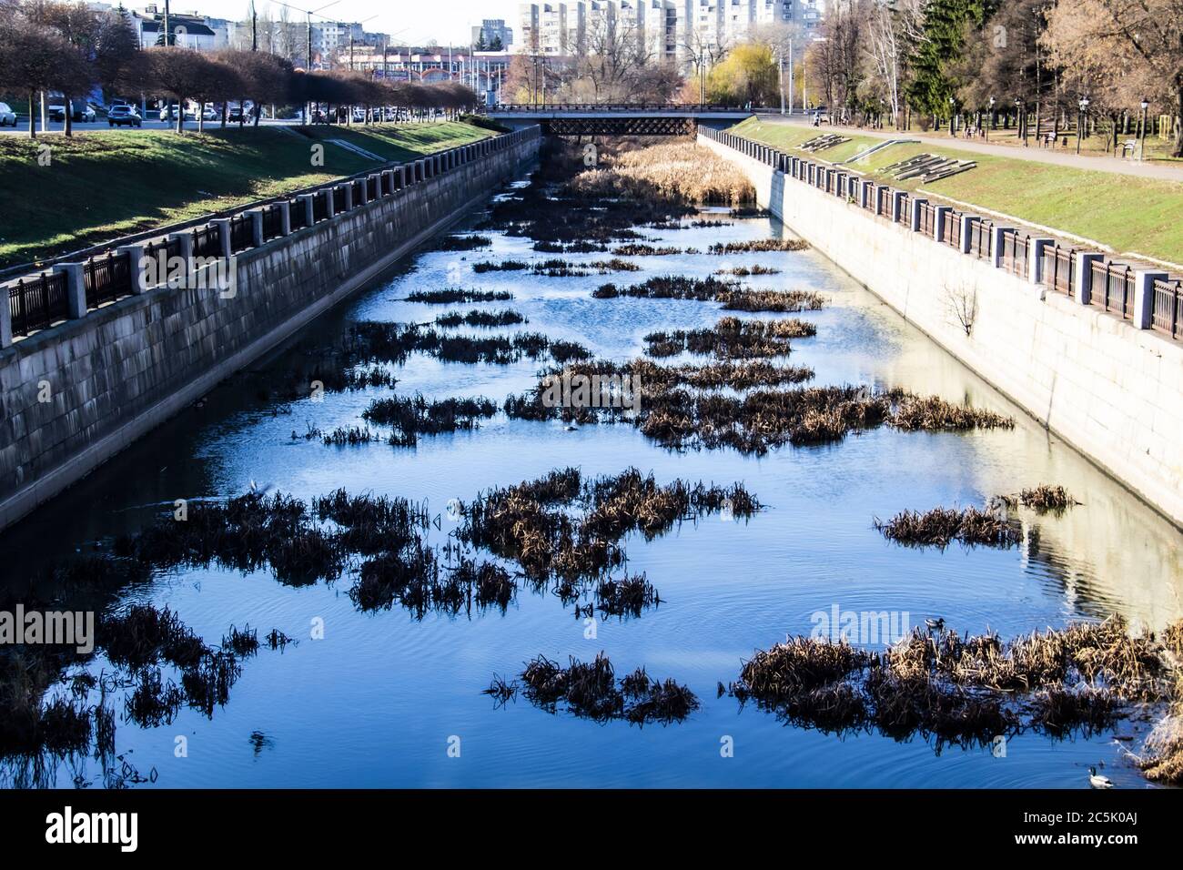 Square with a river. Ukraine. The city of Sumy. Friendship Square ...