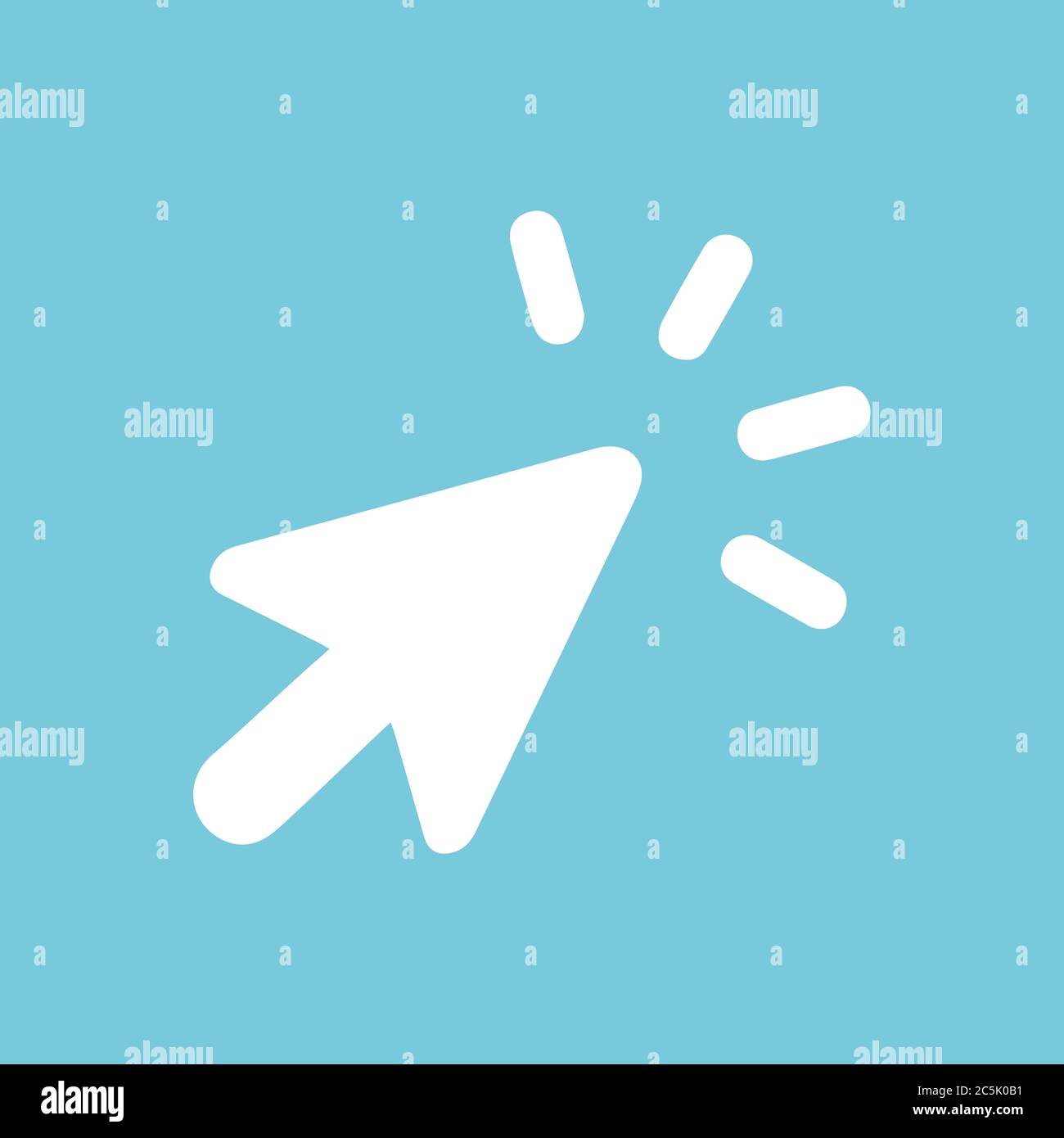 Click icon. For websites and apps. Image on blue background. Flat line ...